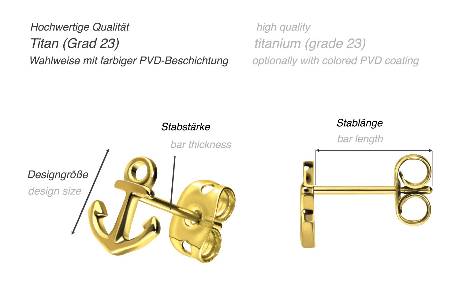 Titanium ear studs ANCHOR | PIERCINGLINE